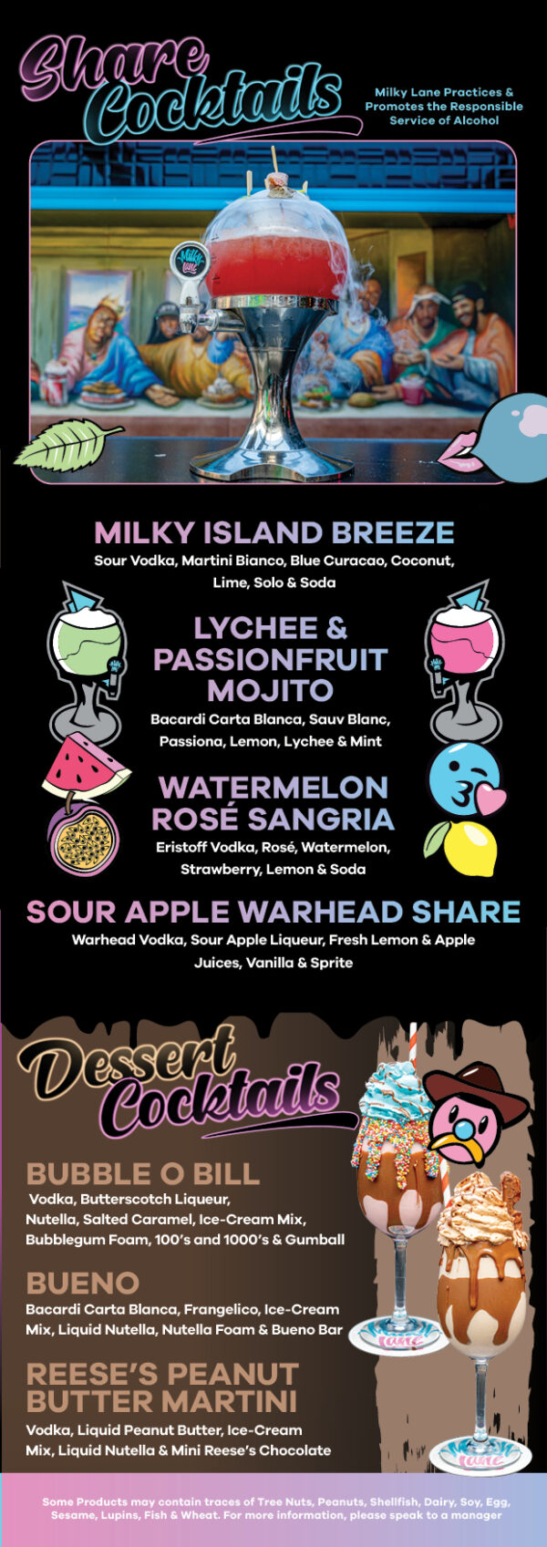 Milky Lane's Delicious Menu | Burgers, Desserts, Cocktails, & More